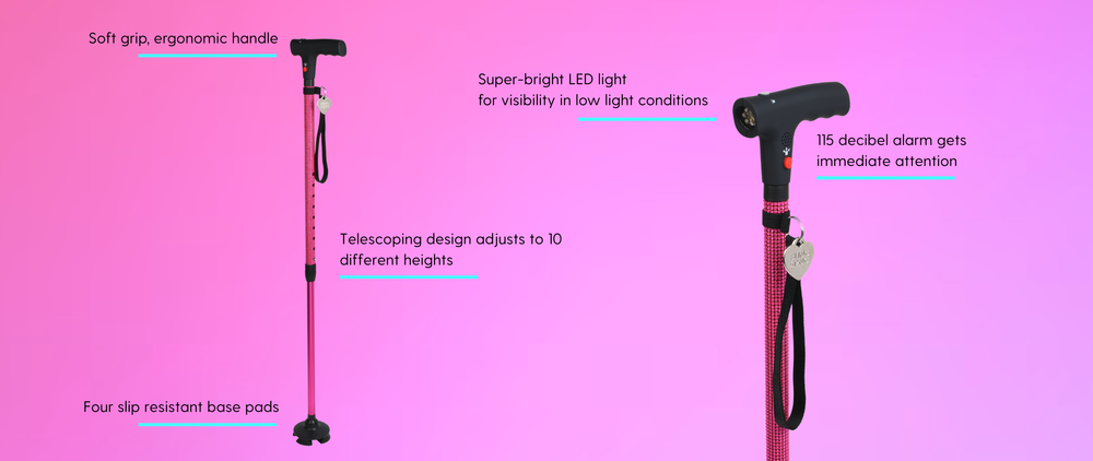 Personal Safety Cane | Mink Rhinestone